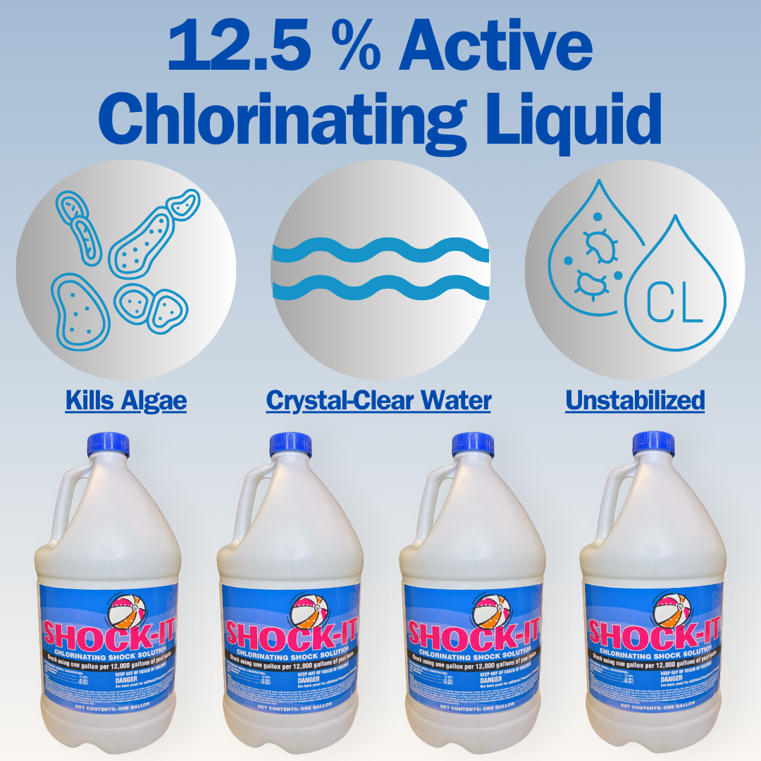 Shock-It Liquid Chlorine 12.5% Sodium Hypochlorite – EZ Pools