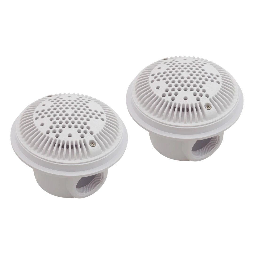 Hayward 8" Round Dual Suction Main Drain Outlet - 2" x 1.5" FIP White ...