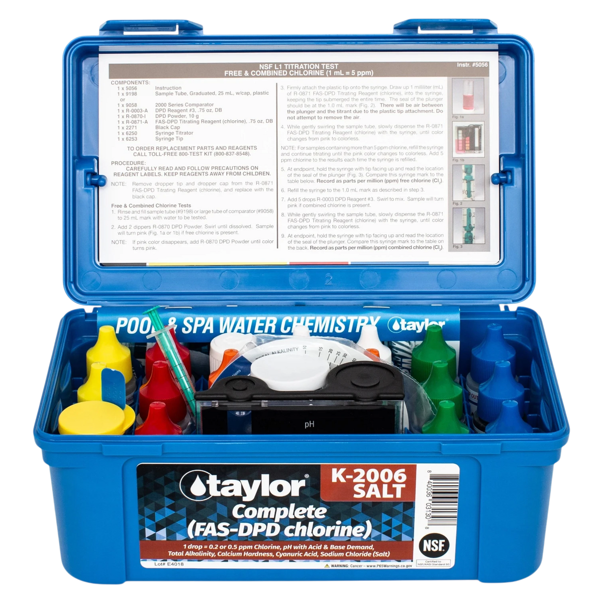Taylor Technologies K-2006-SALT FAS-DPD Pool Test Kit with Salt, High ...